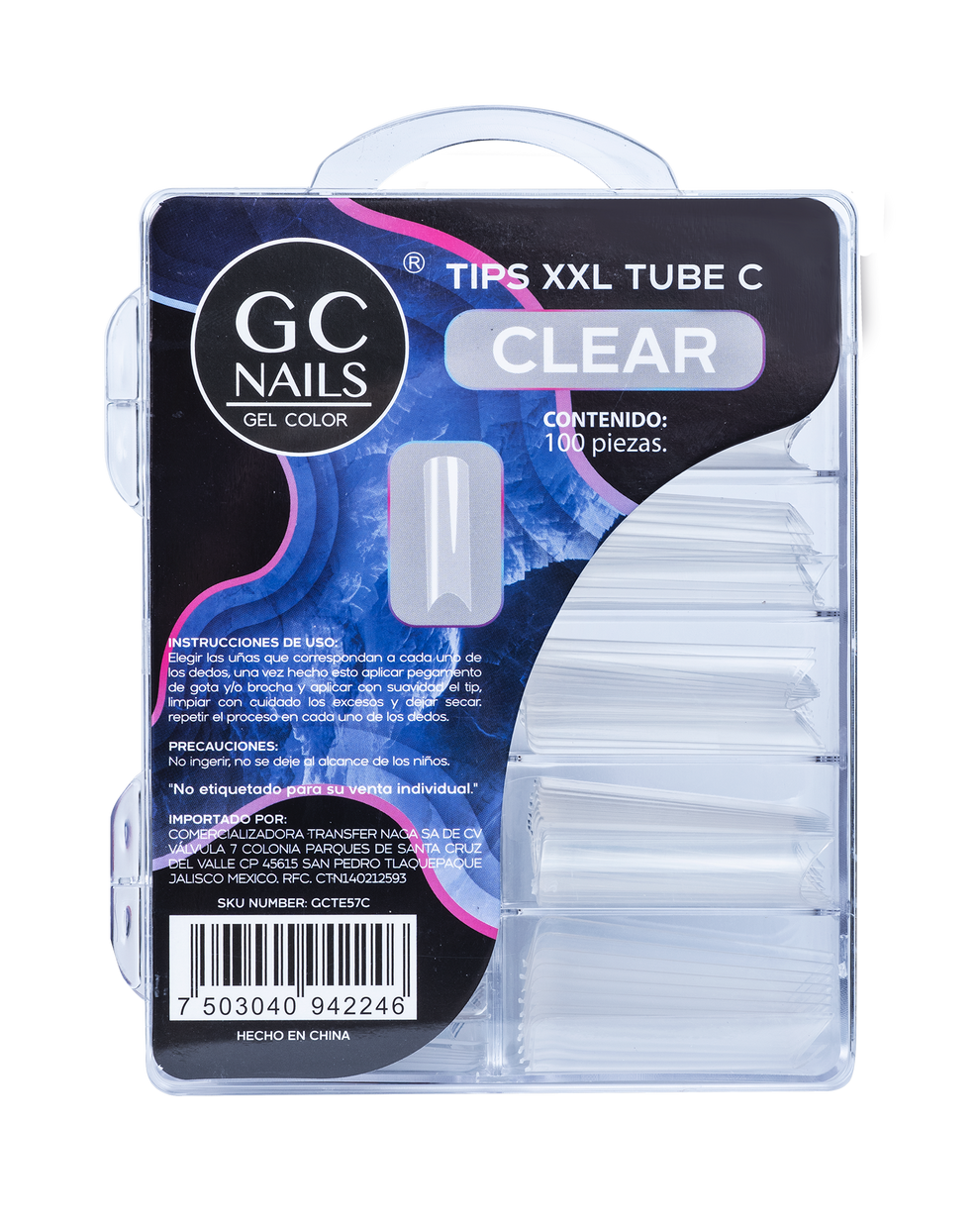 TIPS XXL TUBE C 100PCS E57 CLEAR – GcNailsOficial